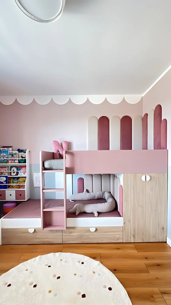 Aldo Patrová postel Flip - světlý dub, pink