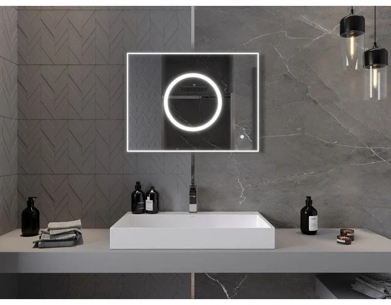 Mexen Koga, LED koupelnové zrcadlo s podsvícením 80 x 60 cm, 6000K, ochrana proti zamlžování, 9821-080-060-611-00