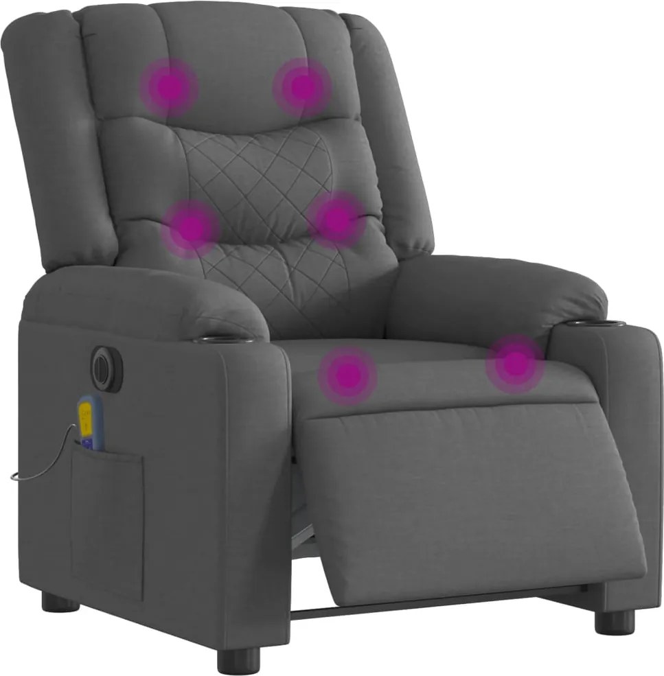 Elektrické masážní polohovací křeslo tmavě šedé textil 3206571