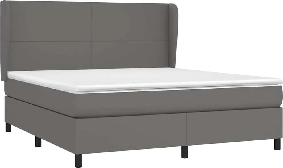 Box spring postel s matrací šedá 160x200 cm umělá kůže 3128923