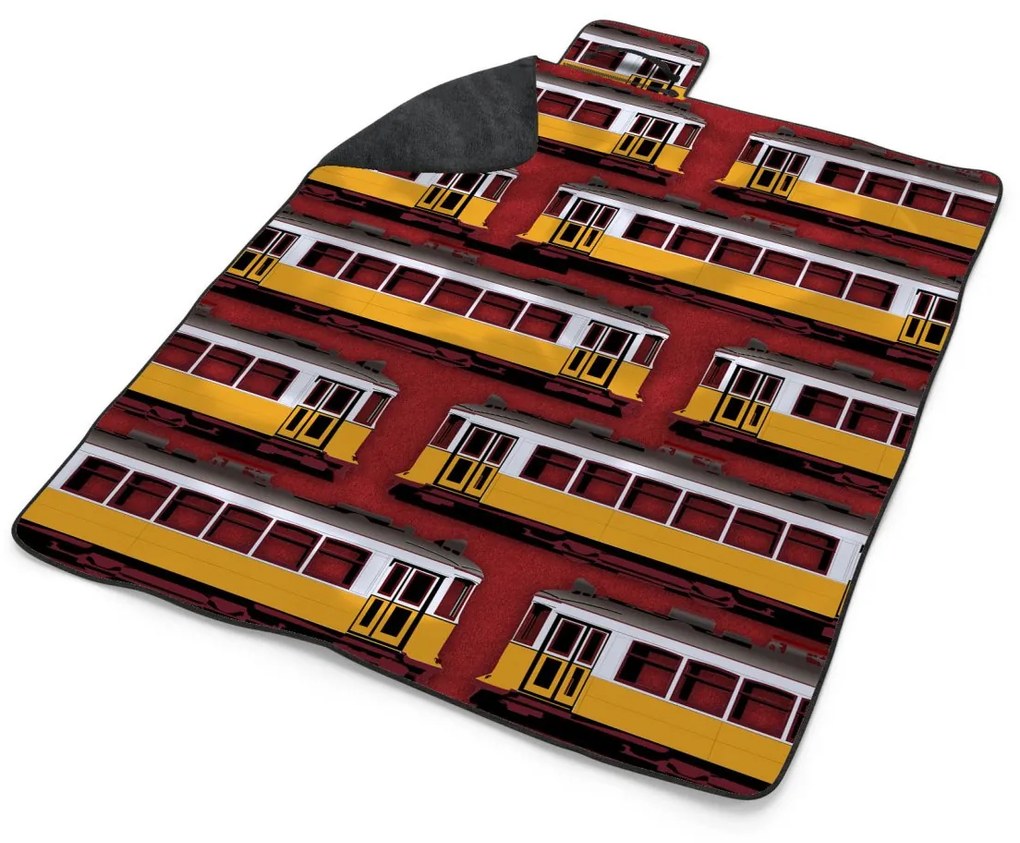 Sablio Plážová deka Lisabonské historické tramvaje Červený Pattern: 200x140 cm