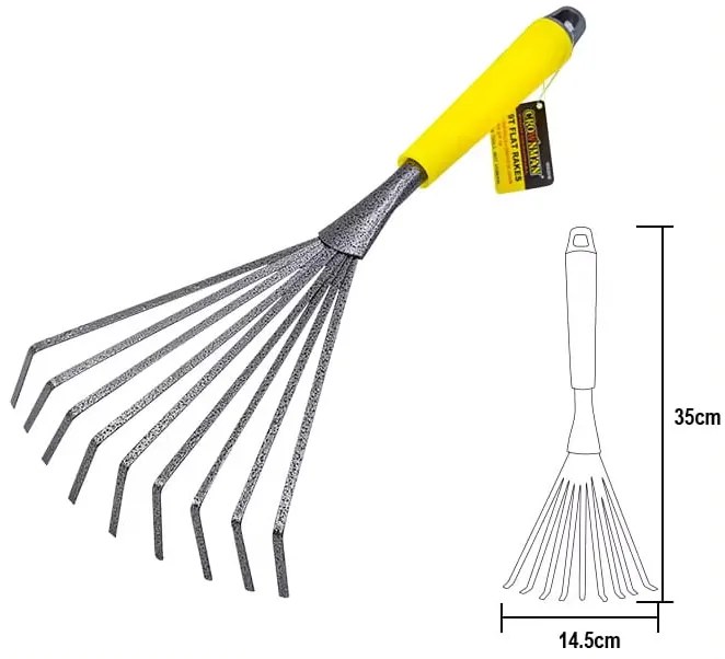CROWNMAN Kovové hrábě - 9 zubů - 37 cm