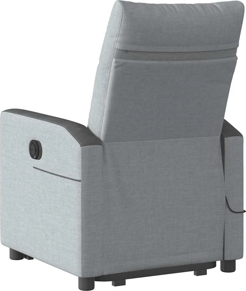 Zvedací masážní polohovací křeslo světle šedé textil 3324059