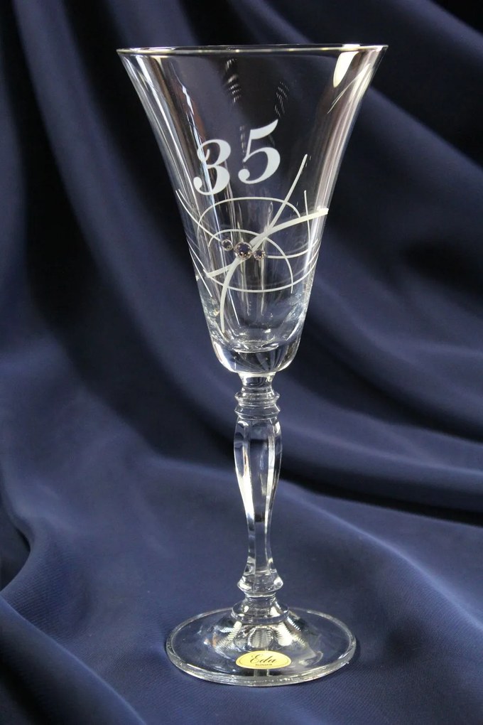 Výroční pohár na 35. narozeniny ŠAMPAŇSKÉ se swarovski krystaly