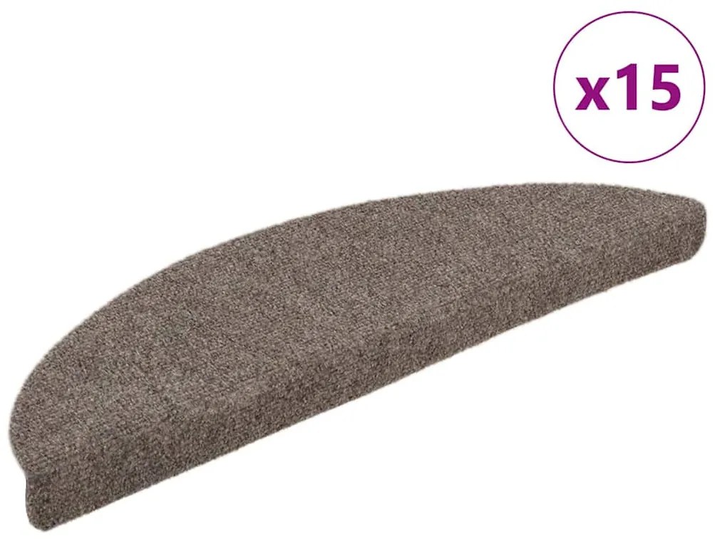 Schodové rohože samolepicí 15 ks 56 x 17 x 3 cm béžové, půlkulaté 322354