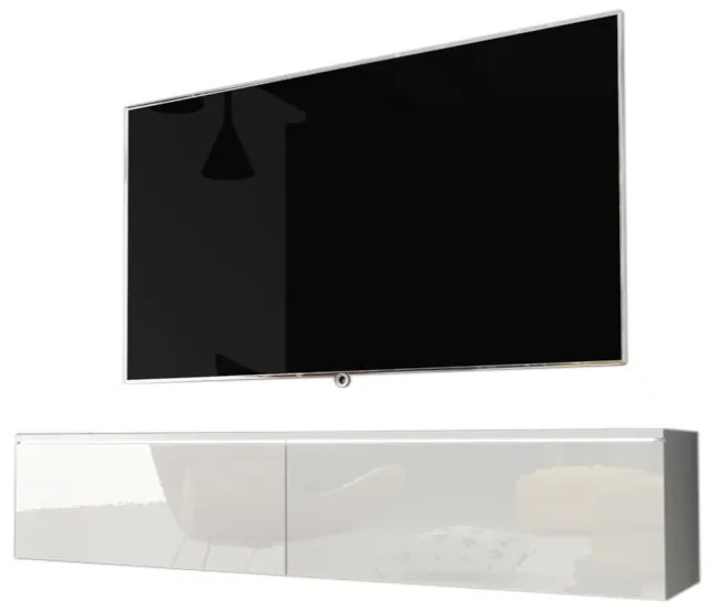 Expedo TV stolek MENDES D 140, 140x30x32, bílá/bílá lesk + LED