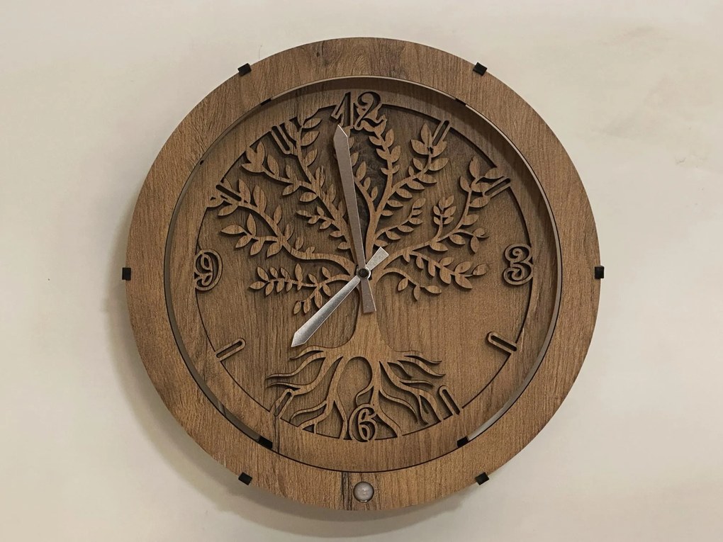 Li-Go "Strom života" světelné hodiny s powerbankou a pohybovým čidlem/dub velikost svítidla/hodin: 50 cm