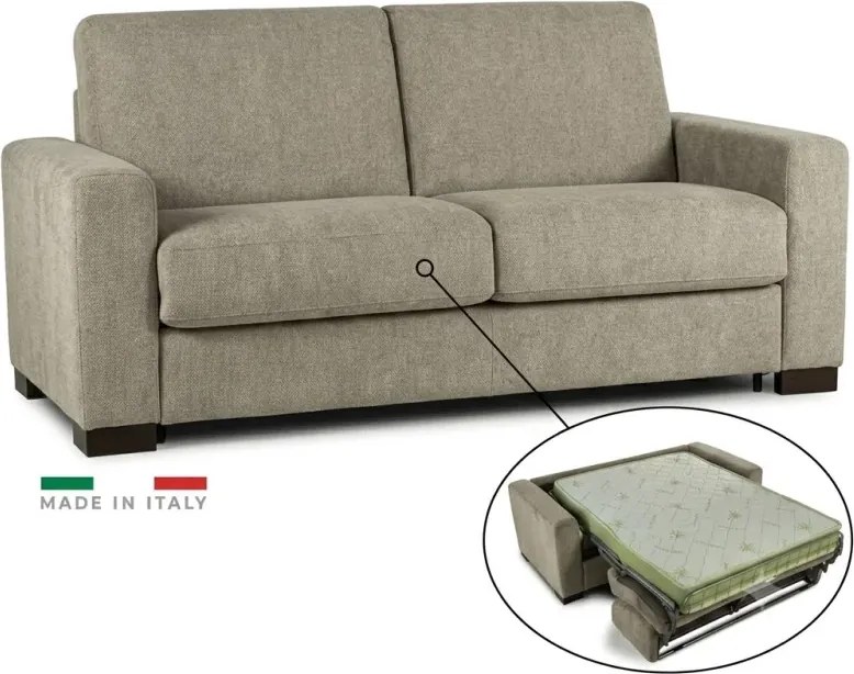 Pohovka JANIRA s rozkladem na každodenní spaní - matrace s Aloe vera, béžová (roma - 06 beige), 140 cm (3posti letto h17x140cm)