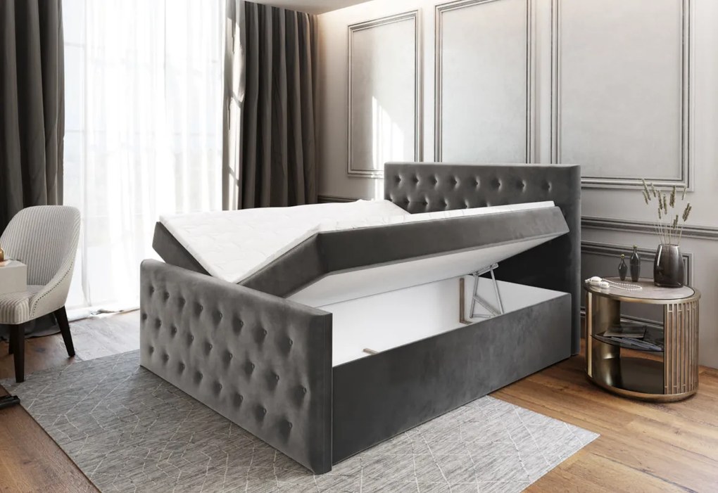 Expedo Čalouněná postel boxspring FENDI, 160x200, casablanca 14 + topper