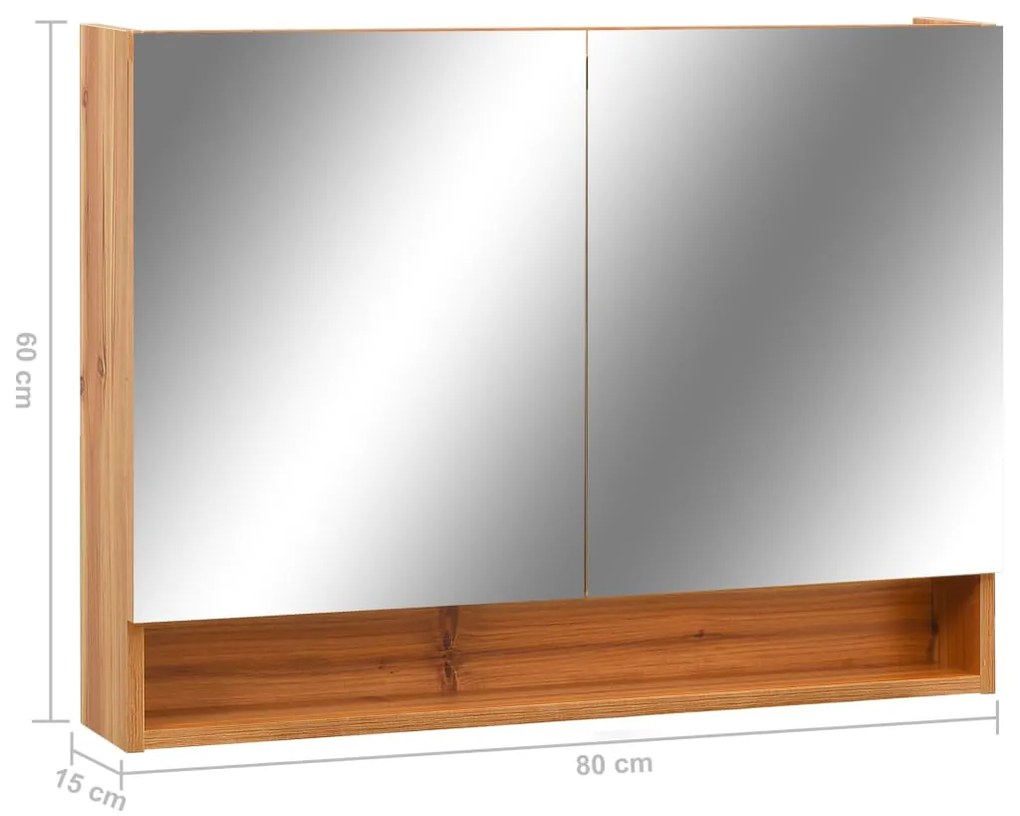 vidaXL Marketos LED koupelnová zrcadlová skříňka dub 80 x 15 x 60 cm MDF
