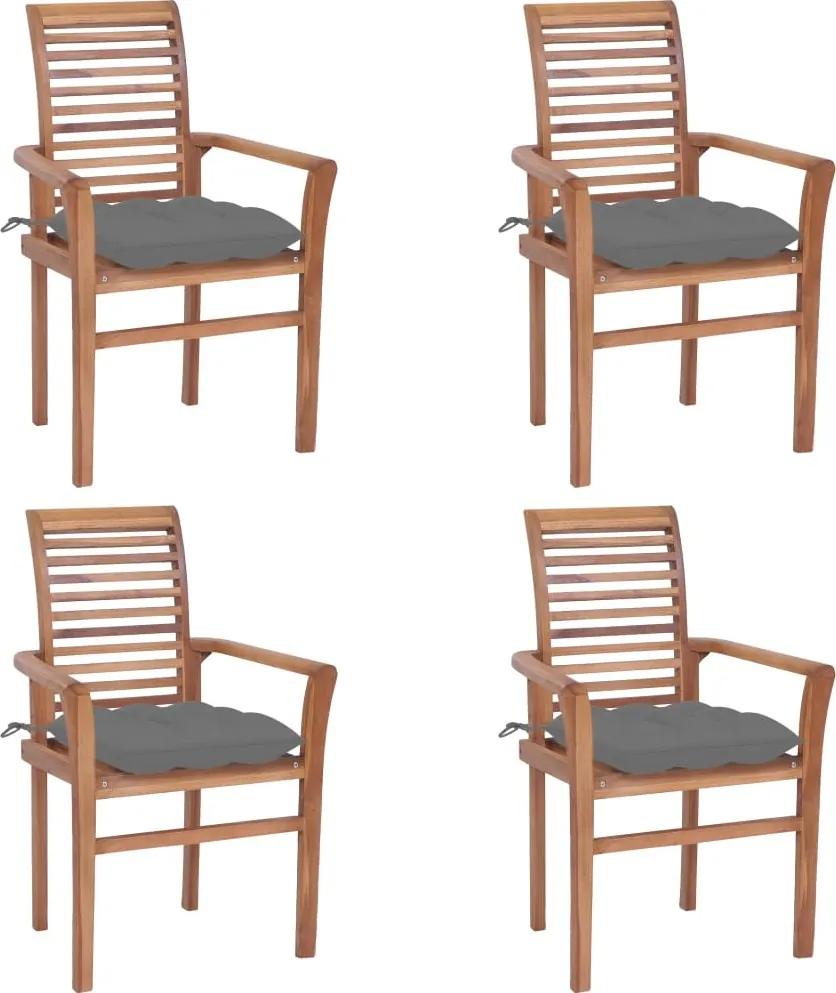 vidaXL Jídelní židle 4 ks podušky masivní teak [3062648] Barva: krémová