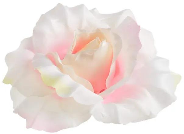 růže - hlavičky (12 ks) - bílá se zeleným nádechem + růžový střed