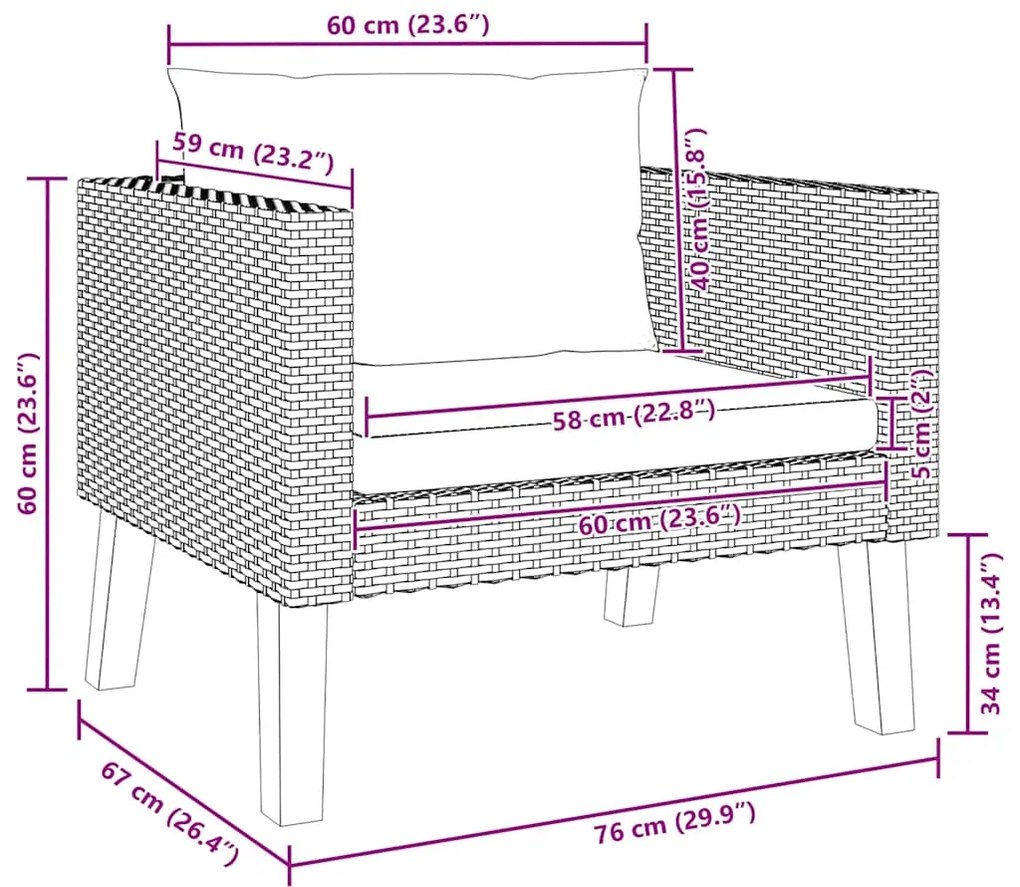 vidaXL Marketos Zahradní křeslo s poduškami polyratan béžové
