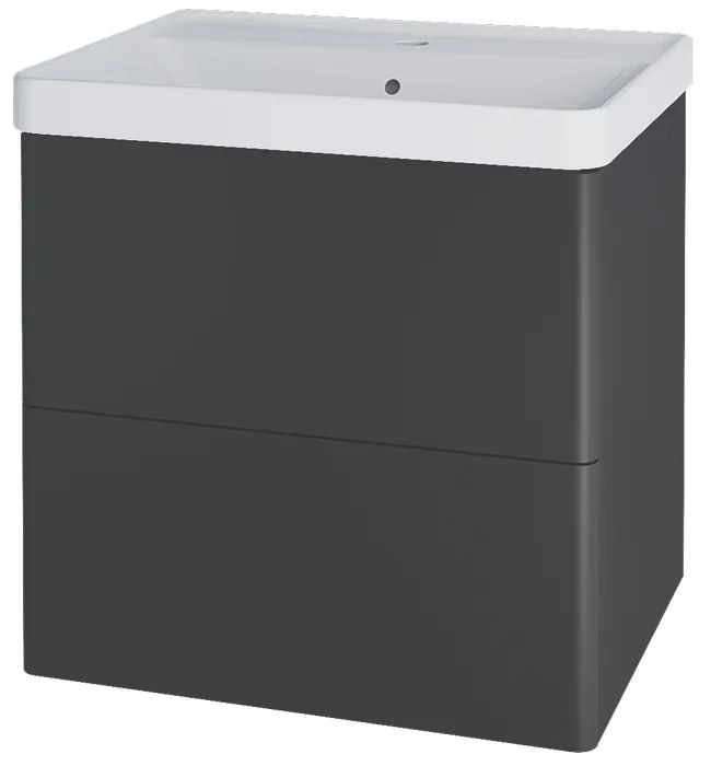 Mereo Mereo, Siena, koupelnová skříňka s keramickym umyvadlem 61 cm, bílá, antracit, černá, CN430