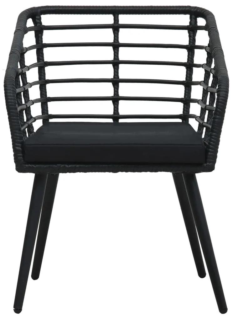 Zahradní židle s poduškami 2 ks polyratan černé - Default Title