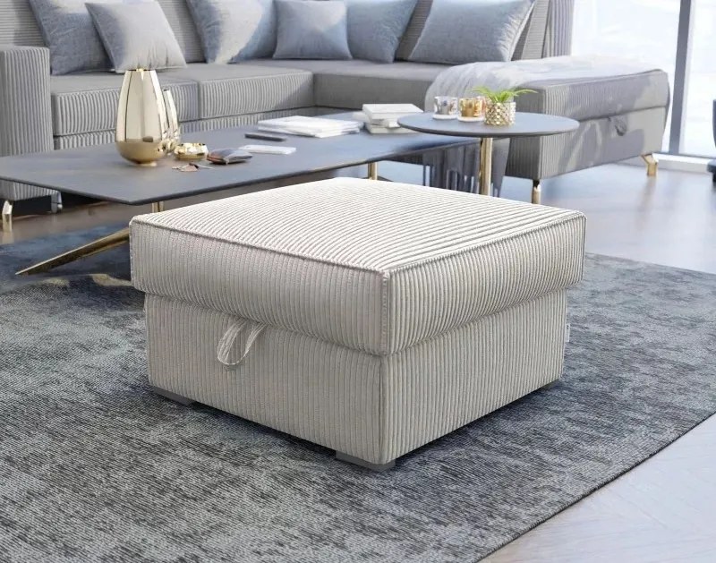 Taburet SMART COSARO XL s úložným prostorem 71x71 cm, světle béžový