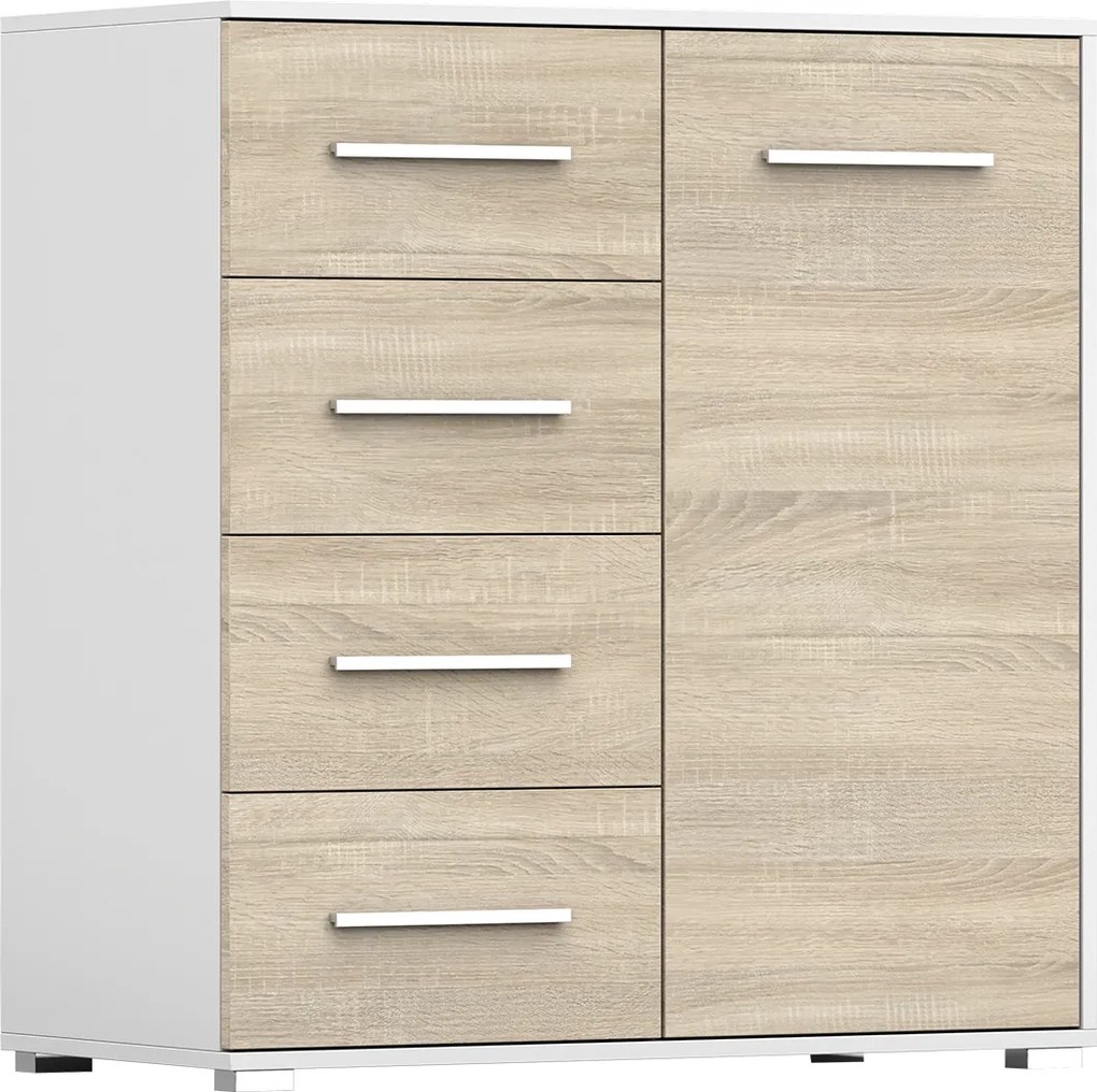 IDZ Komoda FRIDA MINI 1D4S 01, 90 cm Dub Sonoma / Bílá