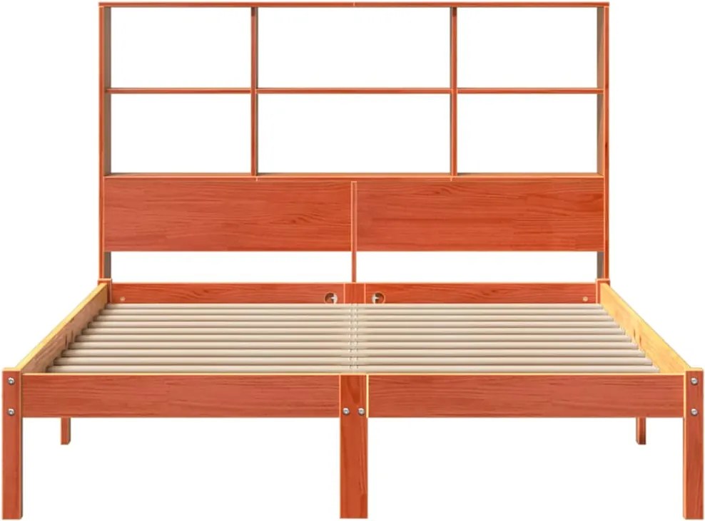 Postel s knihovnou bez matrace 140 x 190 cm masivní borovice 3321601