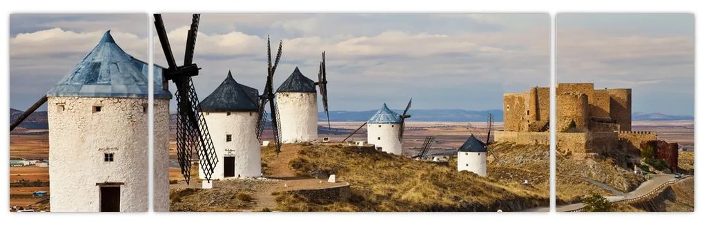 Obraz - Větrné mlýny Consuegra, Španělsko (170x50 cm)