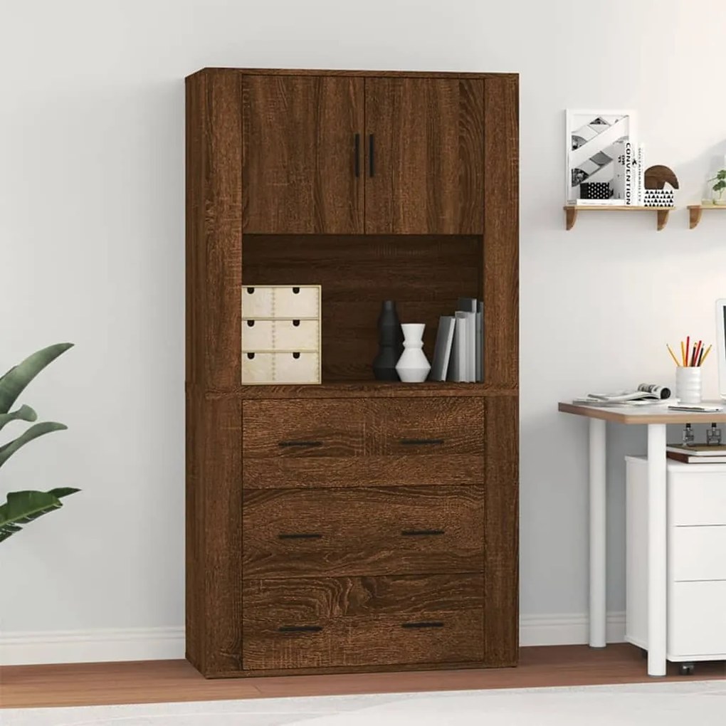 vidaXL Skříň highboard hnědý dub kompozitní dřevo