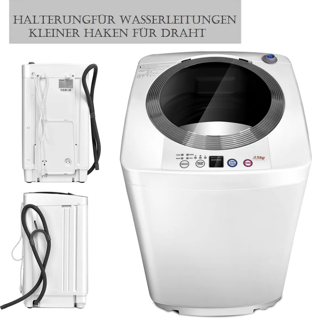 Costway Mini pračka s odstřeďováním, čerpadlem a 6 programy