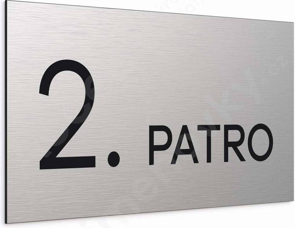 ACCEPT Označení podlaží "2. PATRO" - stříbrná tabulka - černý popis
