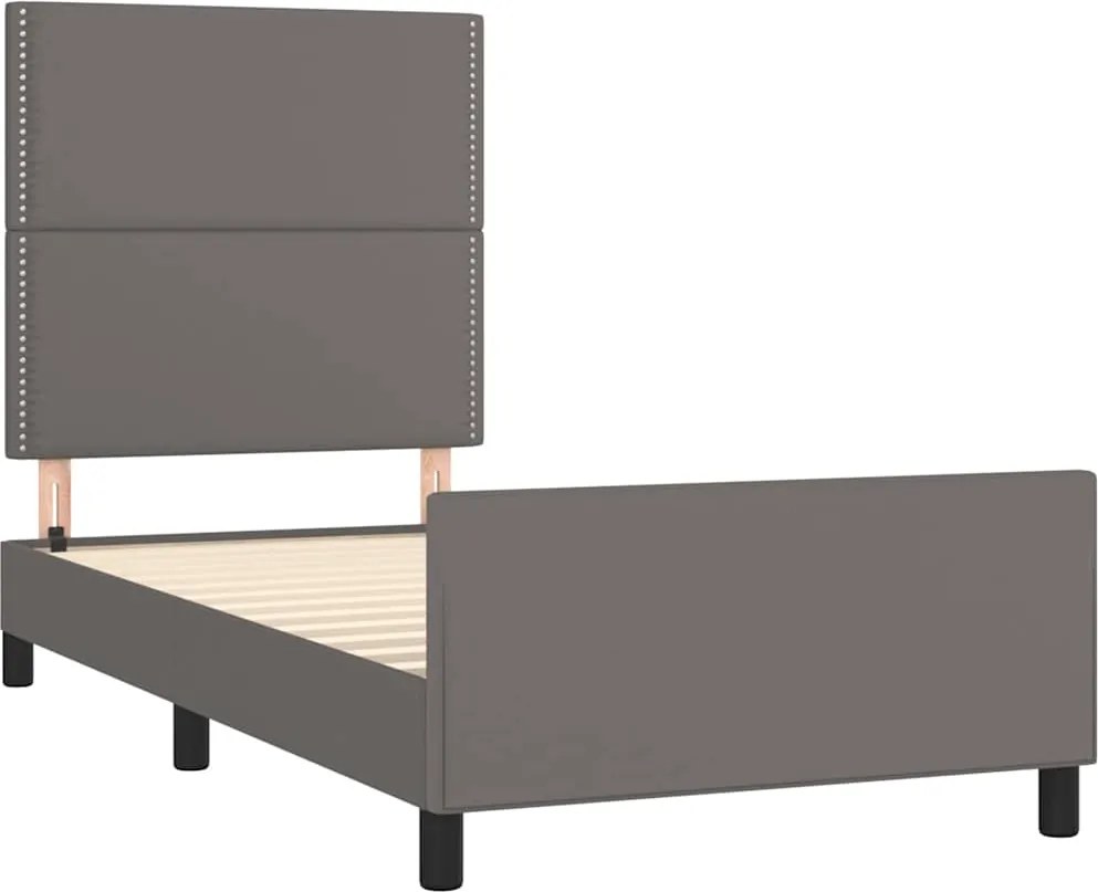 Rám postele s čelem šedý 100x200 cm umělá kůže 3125498