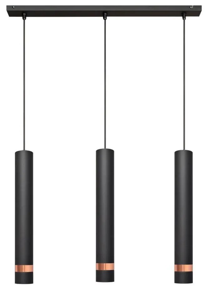 LED Lustr na lanku TUBA 3xGU10/4,8W/230V černá/měděná