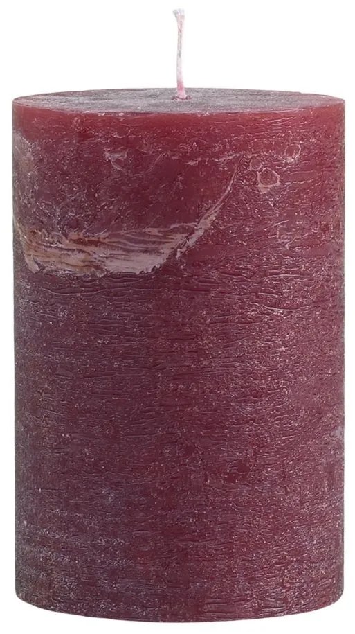 Červená široká svíčka Macon Rustic red - Ø 10*15cm/ 90h