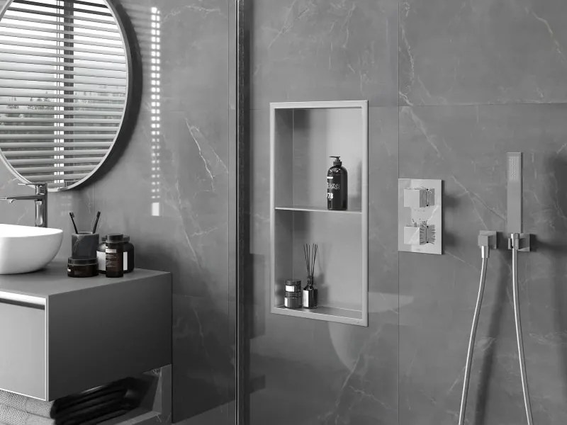 Mexen X-Wall-R nástěnná polička s límcem a policí 60 x 30 cm, inox - 1910603010S