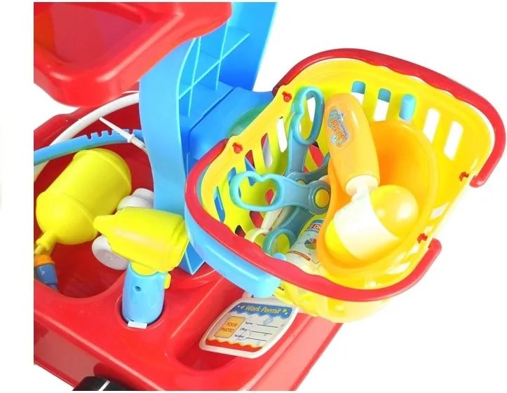 LEAN Toys Dětský lékařský vozík s příslušenstvím 22 prvků