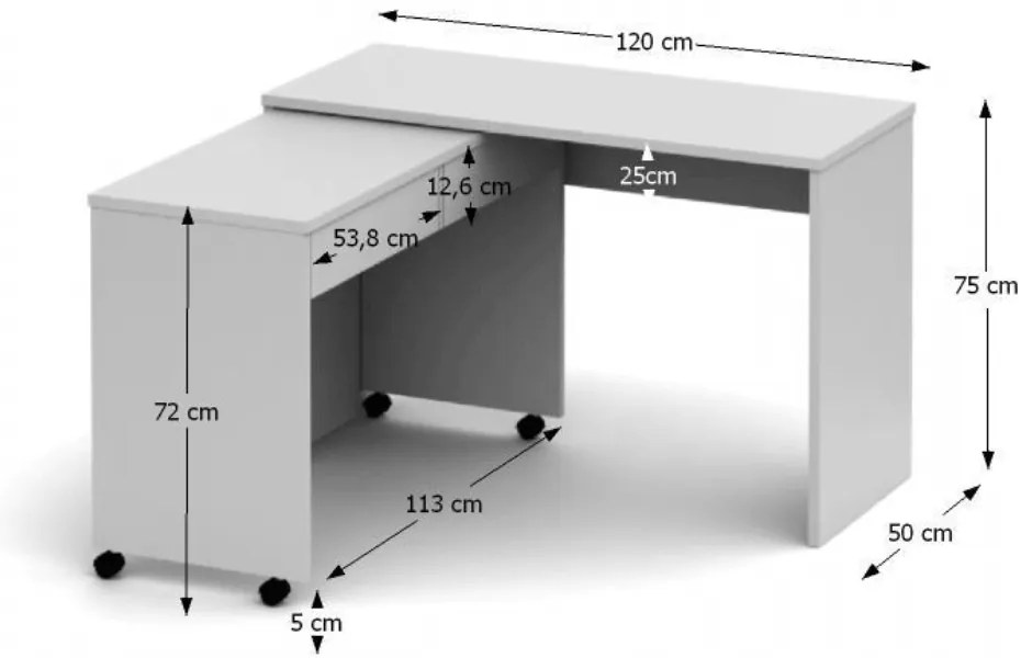 Kondela Rozkládací PC stůl se šuplíky, bílá, Versal NEW