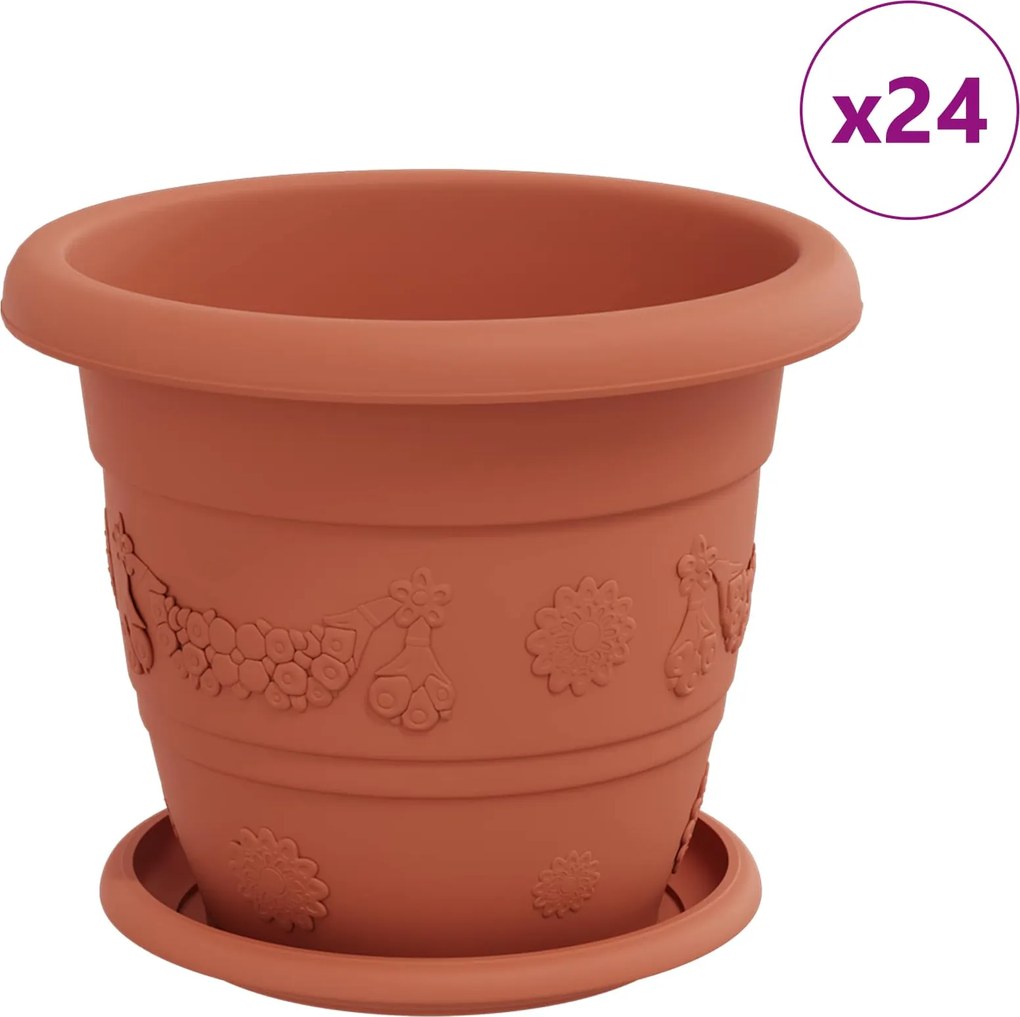 Květináče 24 ks Cihlově červená Ø 22 x 18 cm Plast 3403280