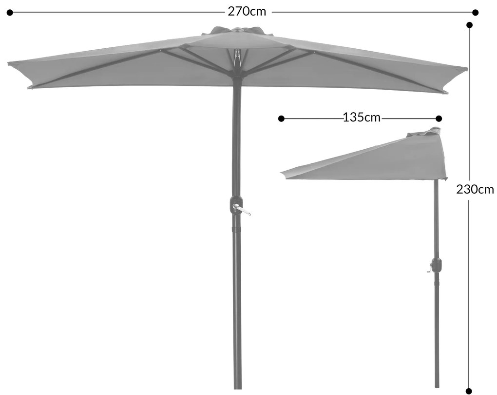 Půlkruhový slunečník béžový průměr 270 cm 104163