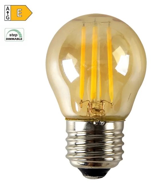 Diolamp LED Mini Globe Filament žárovka P45 Amber 4W/230V/E27/2700K/500Lm/360°/Step Dim