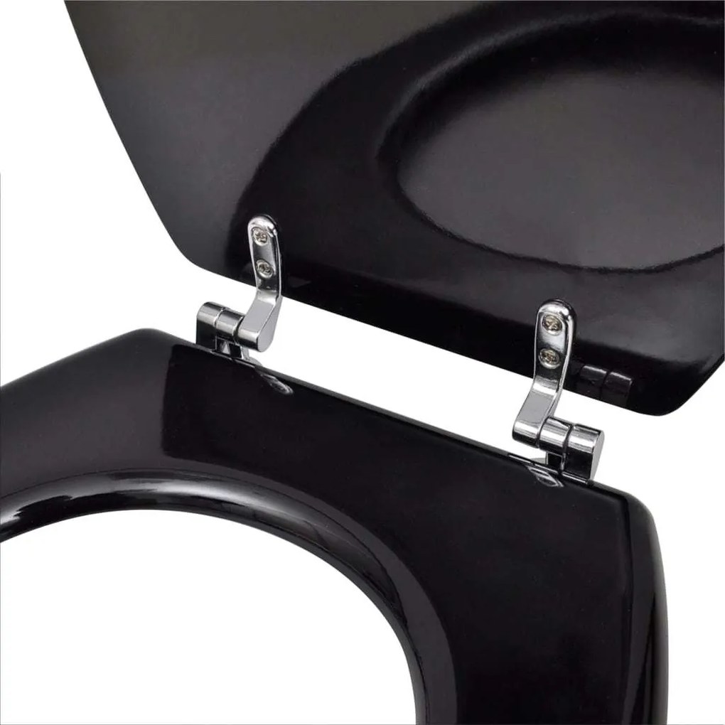vidaXL WC sedátko MDF s víkem jednoduchý design černé [140802]