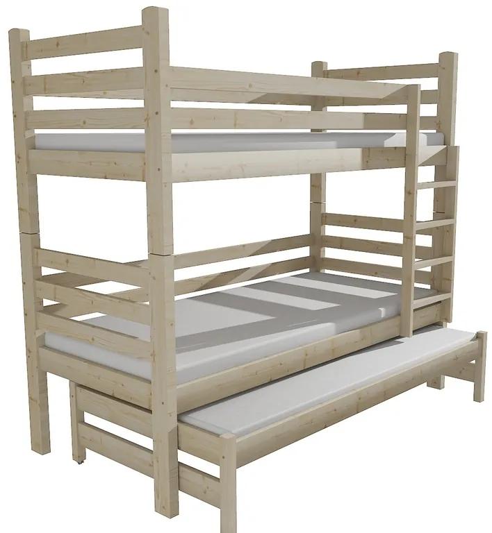Vomaks Patrová postel s výsuvnou přistýlkou M 008 NEW* 80 x 190 cm moření olše 100 cm (+20 cm vsuvky mezi lůžky a prodloužený žebřík)