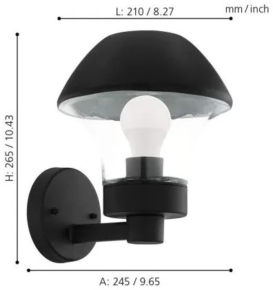 Eglo 33567 - LED Stmív. venkovní nástěnné svítidlo VERLUCCA-C 1xE27/9W/230V IP44