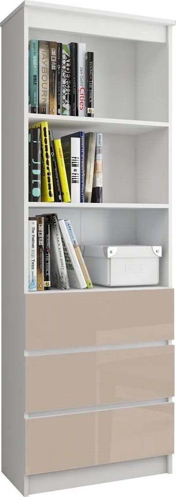 Regál R60 3SZ2P bílá/cappuccino lesk