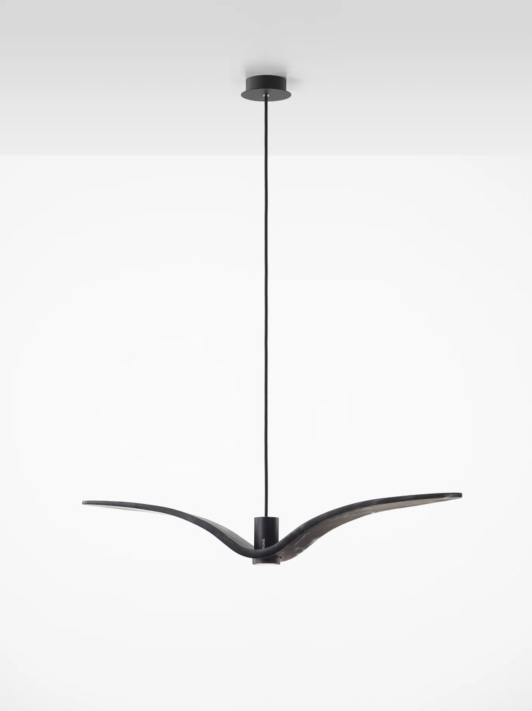 Designové závěsné svítidlo Brokis Night Birds PC962 Povrch Montury: Černý elox, Barva skla: Šedá kouřová Brokisglass mat, Povrch baldachýnu: pískovaný hliník lakovaný