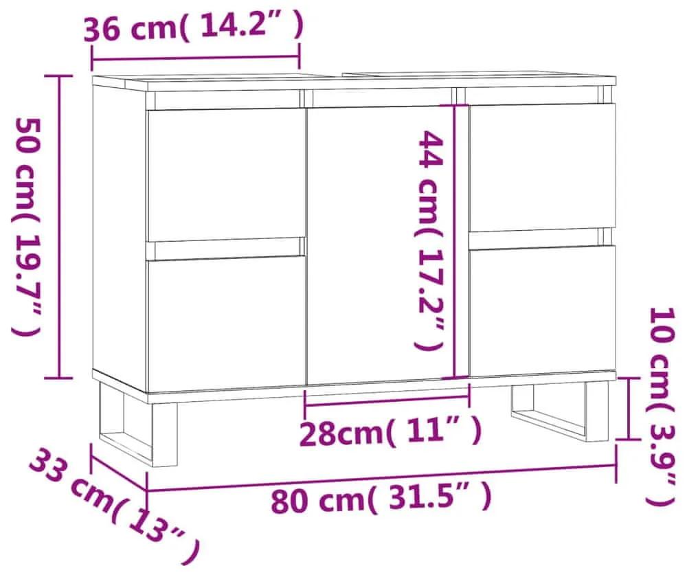 Petromila Koupelnová skříňka šedá sonoma 80 x 33 x 60 cm kompozitní dřevo