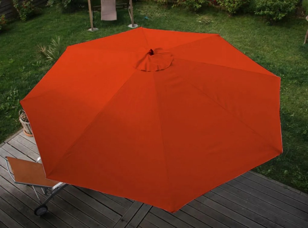Slunečník Florida Ø 3,5m - polyester/dřevo - terakota