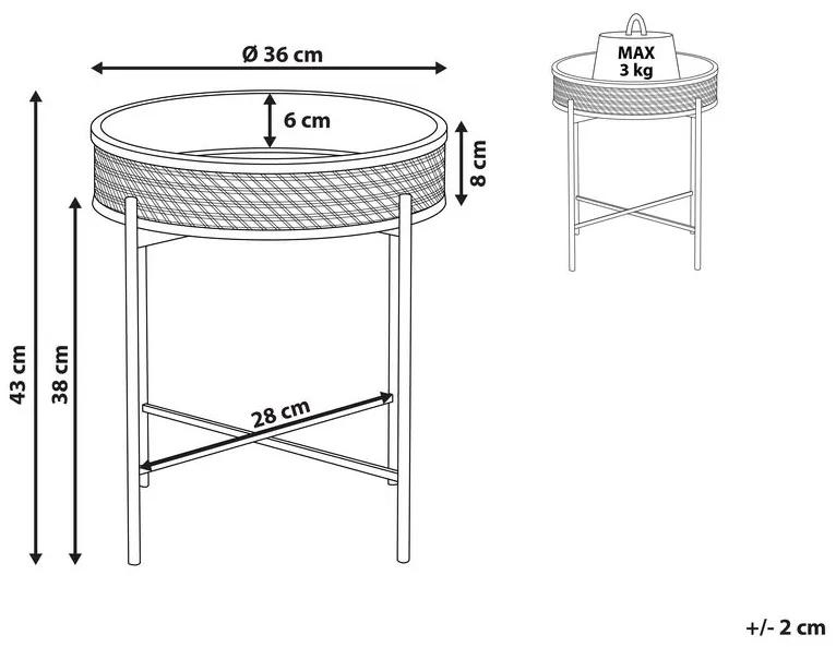 Odkládací stolek černý se světle ratanovým vzorem VIENNA Beliani