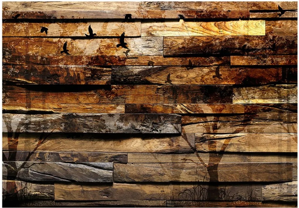 Tapeta - stěna ze dřeva (150x105 cm) - Murando DeLuxe