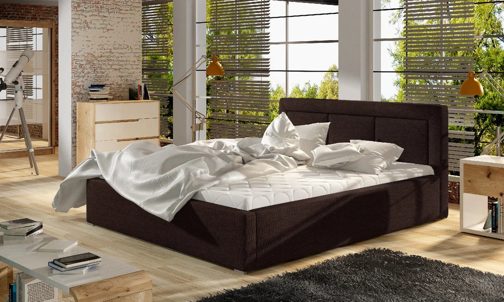 Eltap Čalouněná postel Belluno s úložným prostorem Materiál a barva potahu: Berlin 03 - béžová, Rozměry (cm): 180x200