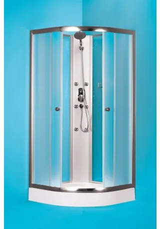 HOPA - Čtvrtkruhový sprchový box GRANADA - 185 cm, 90 cm × 90 cm, Univerzální, Hliník chrom, Matné bezpečnostní sklo - 5 mm, Akrylová vanička OLBGRA90CMBV+OLBGRA90V