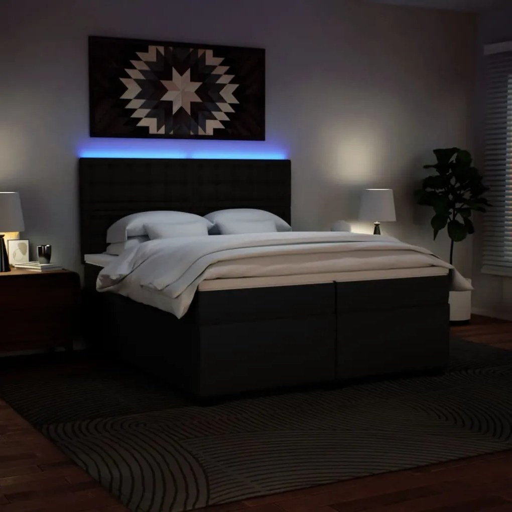 Box spring postel s matrací černá 200x200 cm umělá kůže 3293036