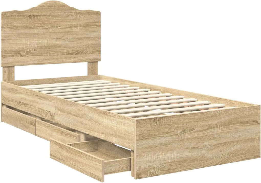 Rám postele s čelo Sonoma dub 100 x 200 cm Inženýrské dřevo 3413445