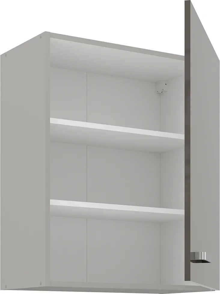 GREY gr | horní skříňka 60 G-72 1F policová | 60 cm | světle šedá/tmavě šedá lesk