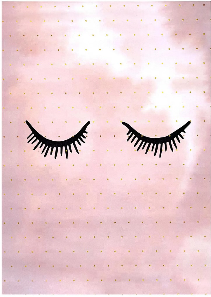 Bloomingville Plakát Rose Eyes 40x30cm, růžová barva, zlatá barva, papír